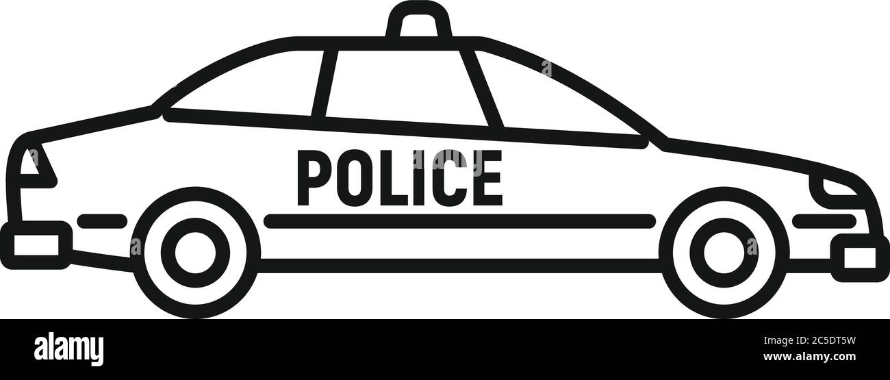 Police car icon. Outline police car vector icon for web design isolated ...