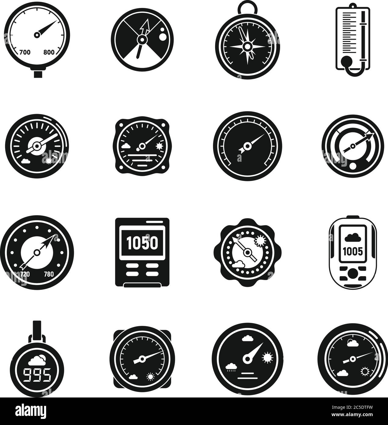 Weather barometer icons set. Simple set of weather barometer vector ...