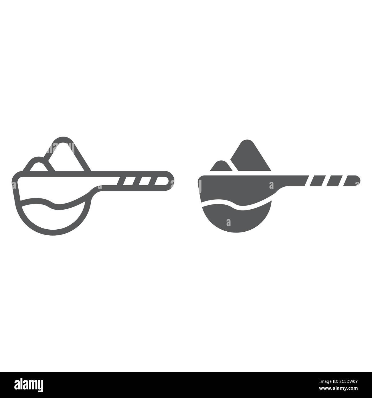 Washing powder spoon line and glyph icon, laundry and wash, measuring ...