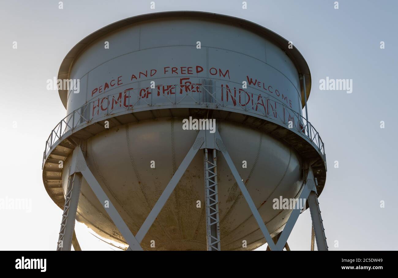 View of the water tower, Alcatraz Prison Stock Photo - Alamy
