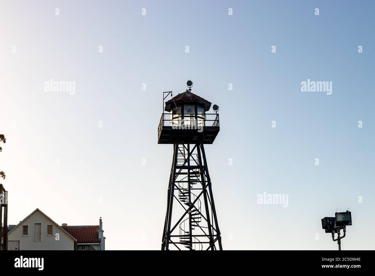 View of a watch tower, Alcatraz Prison Stock Photo - Alamy