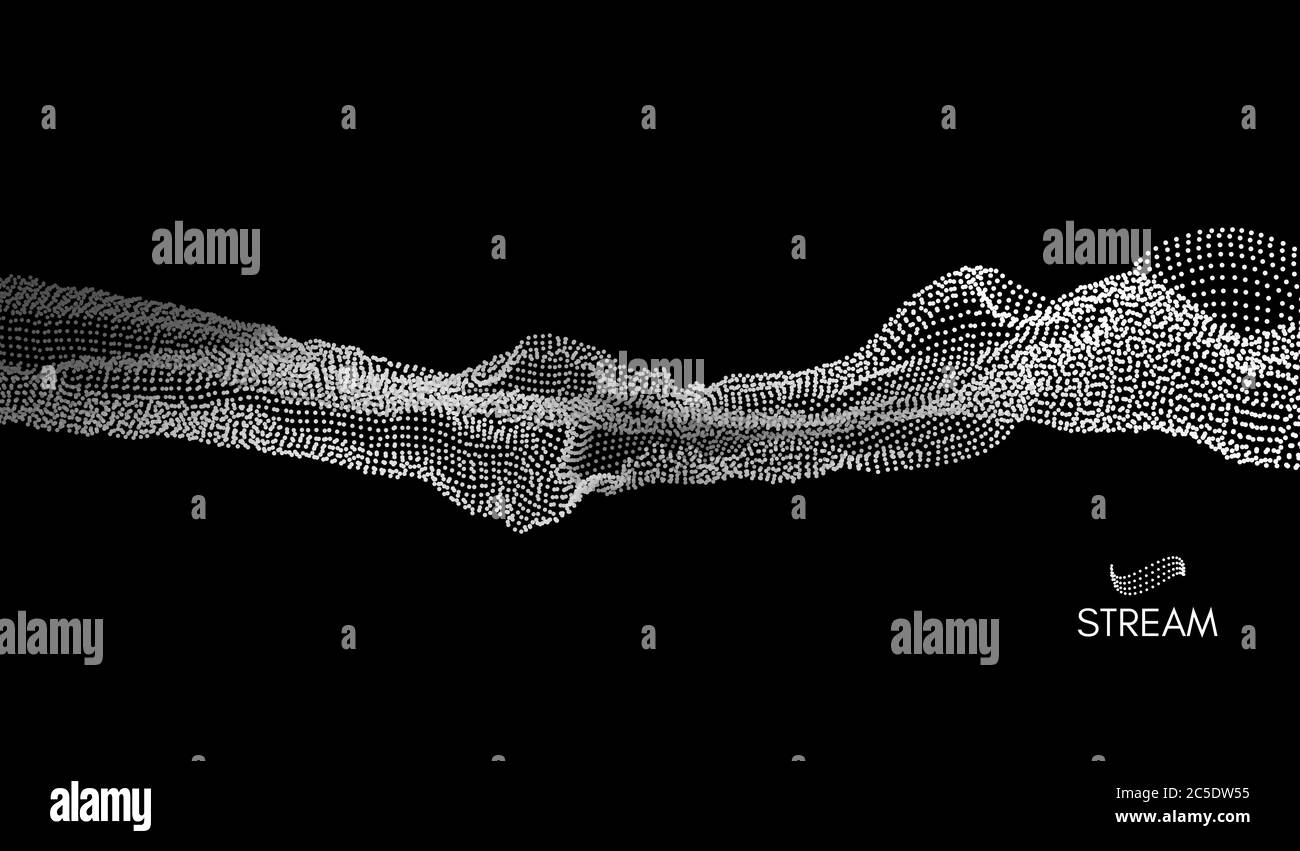 Wave Background. Abstract Vector Illustration. 3D Technology Style. Network Design with Particle ...