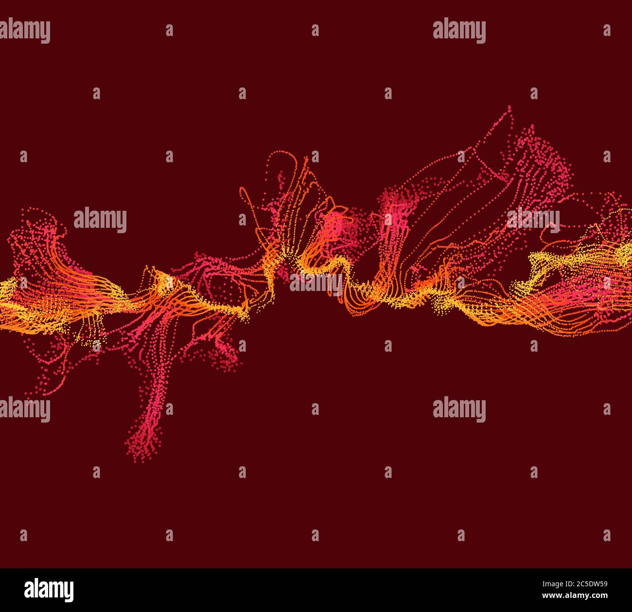 Array with Dynamic Particles. Wavy Background. Composition with Motion Effect. Abstract Vector ...