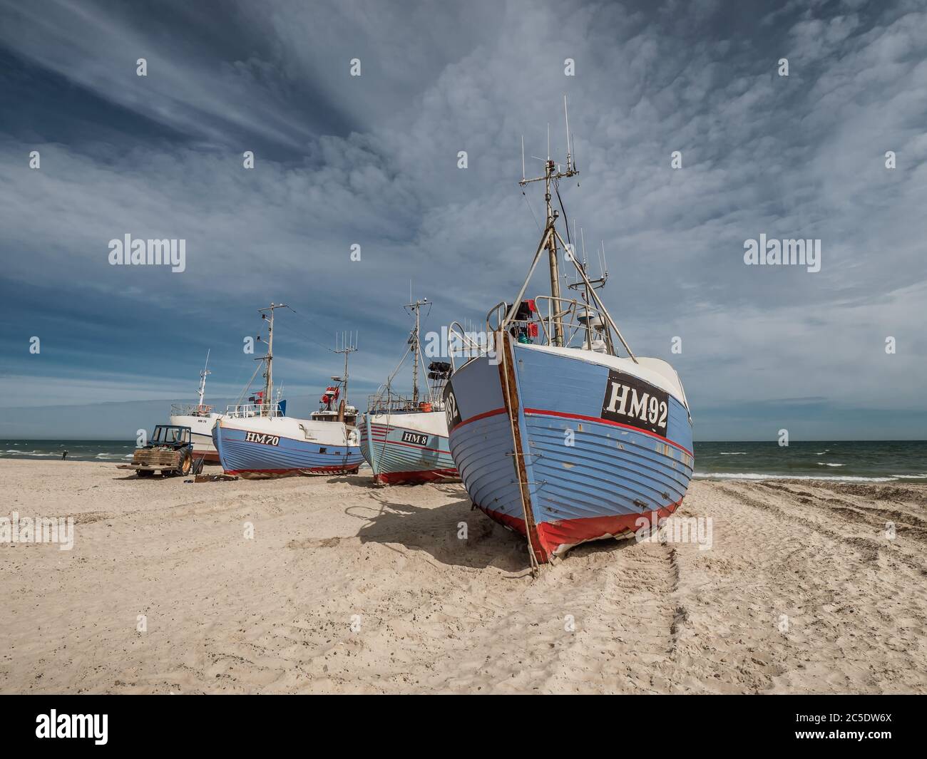 Coastal cutters at Thorup beach in the western part of Denmark Stock ...