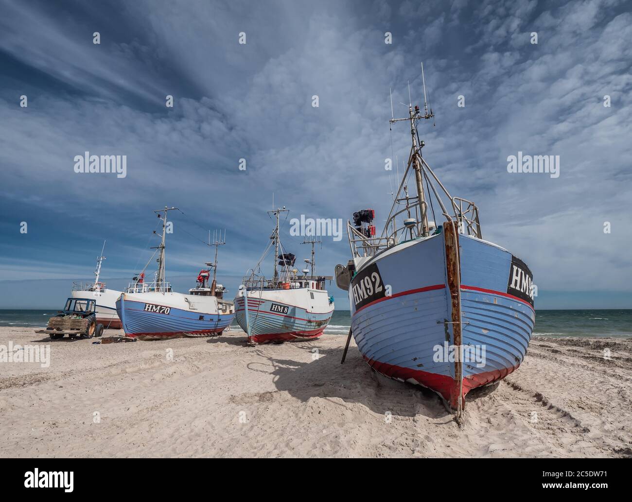 Coastal cutters at Thorup beach in the western part of Denmark Stock ...