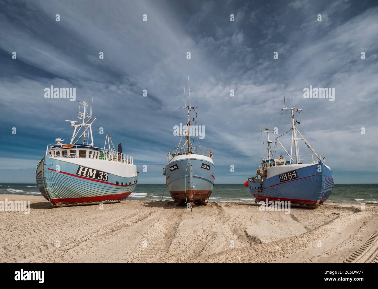 Coastal cutters at Thorup beach in the western part of Denmark Stock ...