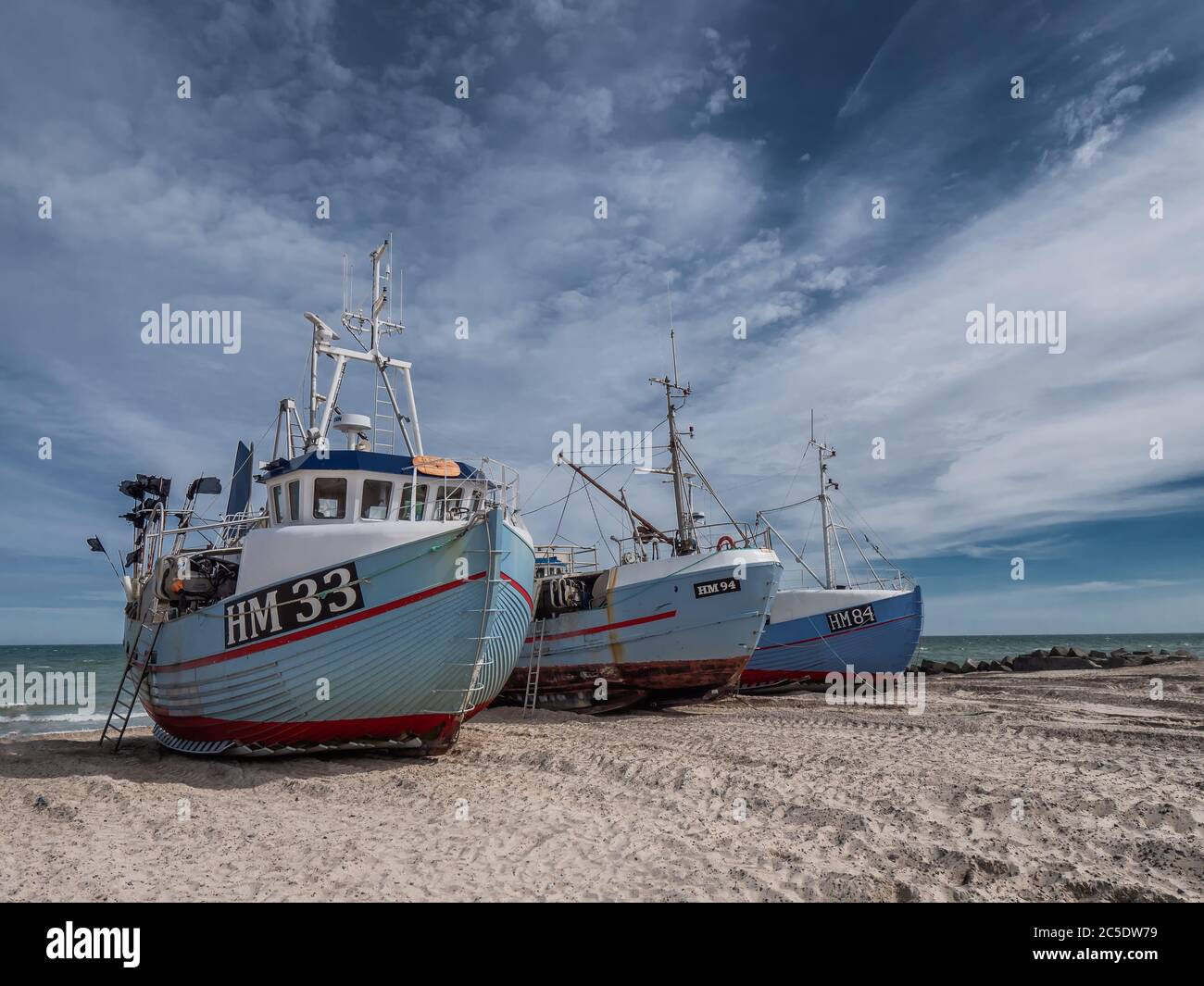 Coastal cutters at Thorup beach in the western part of Denmark Stock ...