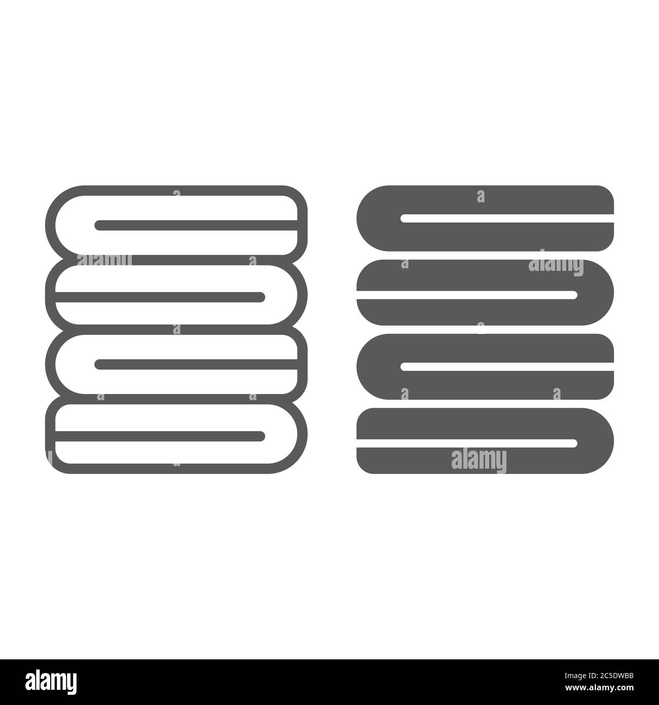 Folded clothes line and glyph icon, laundry and wash, folded towels ...