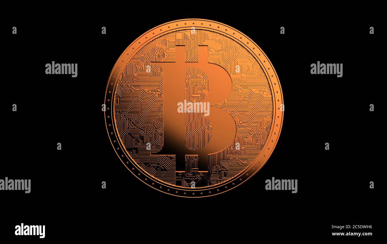 Orange bitcoin gold coin Isolated with black background bit-coin 3d ...