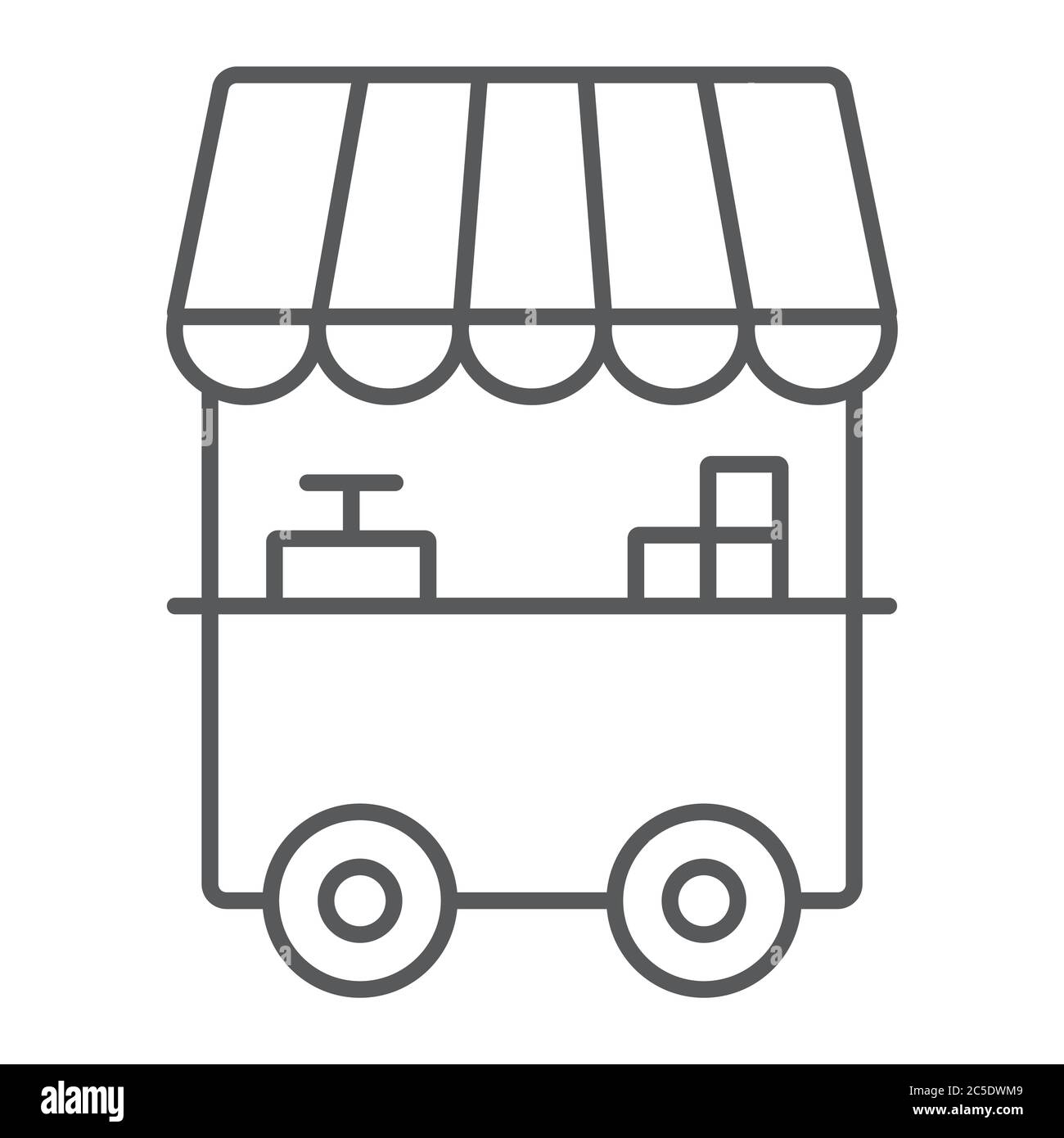 Food stall thin line icon, kiosk and stand, street food sign, vector ...