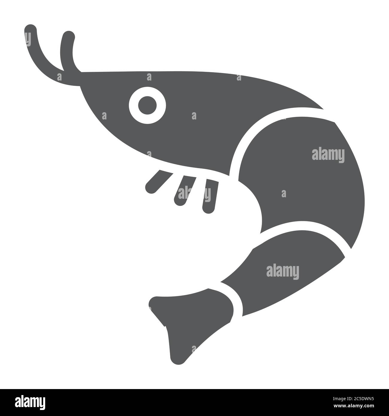 Shrimp glyph icon, animal and sea, ocean food sign, vector graphics, a ...