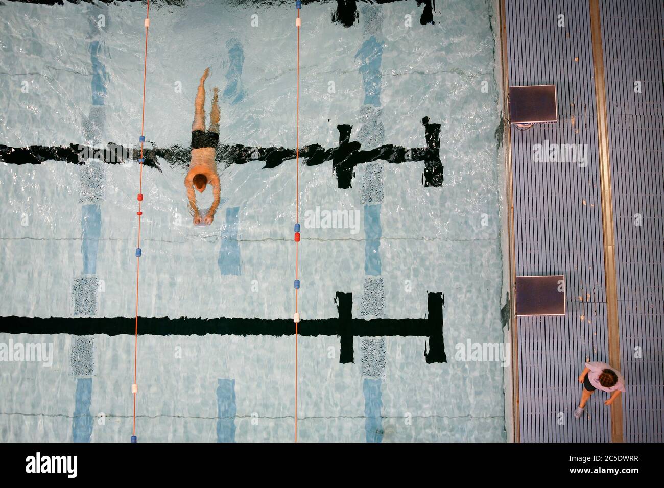 Journalist Ed Douglas taking swimming lessons at Sheffields' Ponds ...