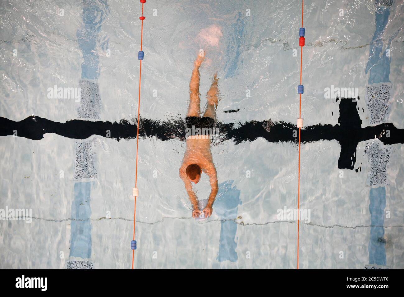 Journalist Ed Douglas taking swimming lessons at Sheffields' Ponds ...
