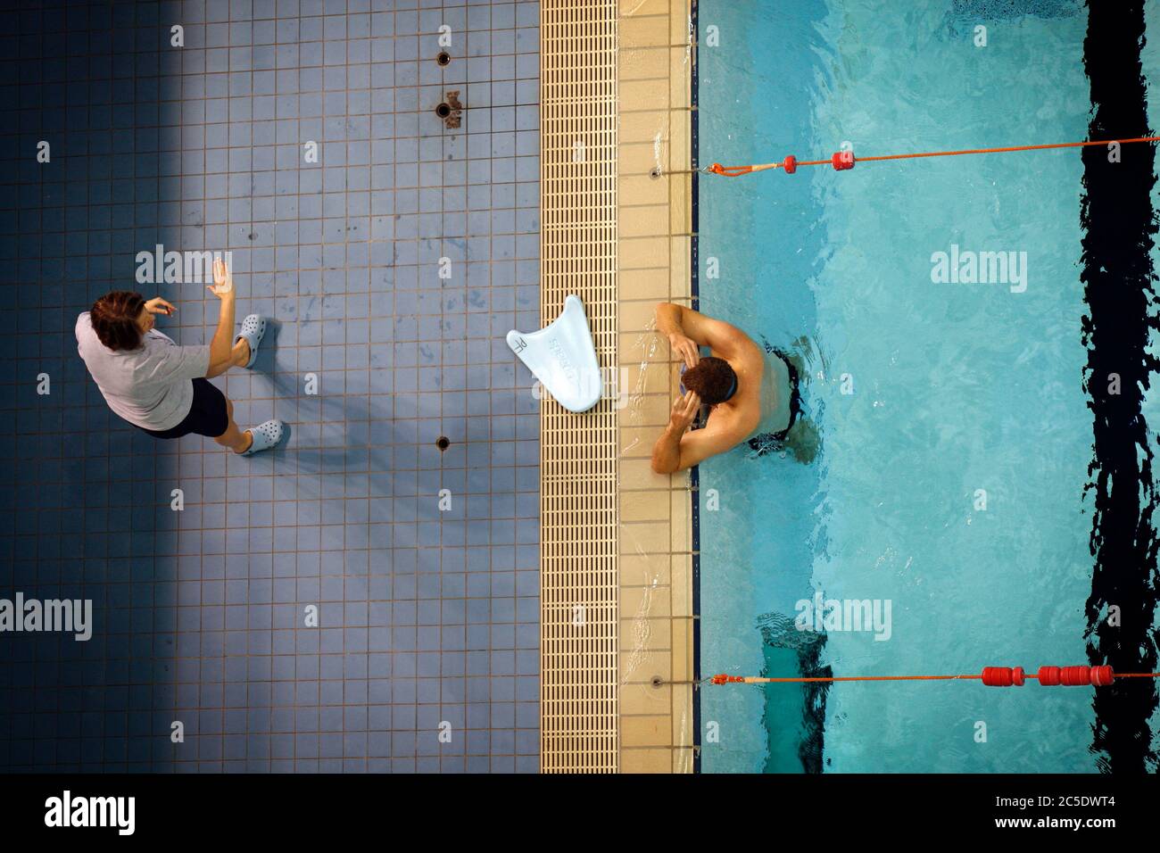 Journalist Ed Douglas taking swimming lessons at Sheffields' Ponds ...