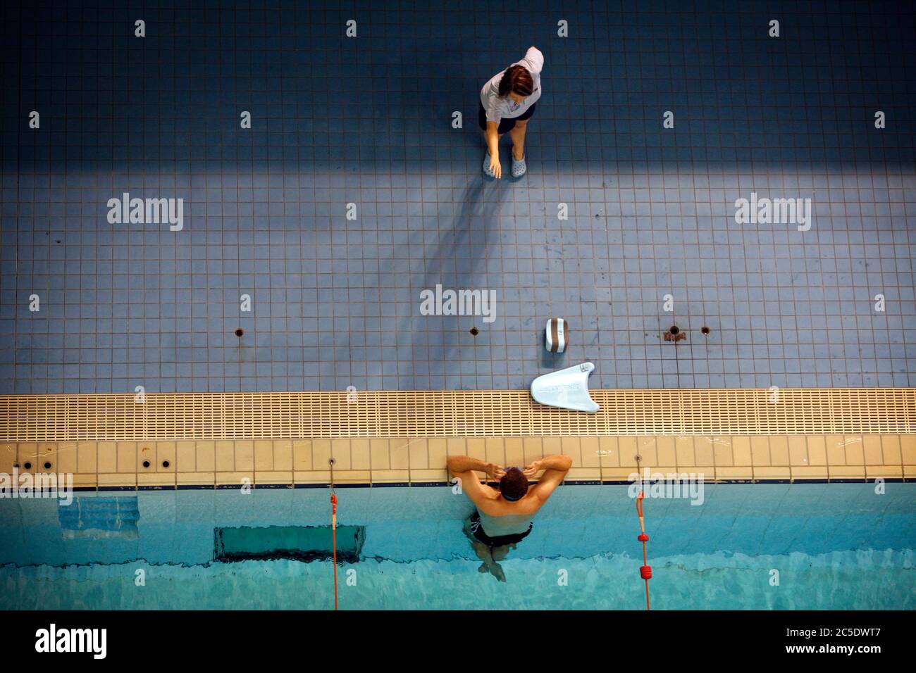 Journalist Ed Douglas taking swimming lessons at Sheffields' Ponds ...