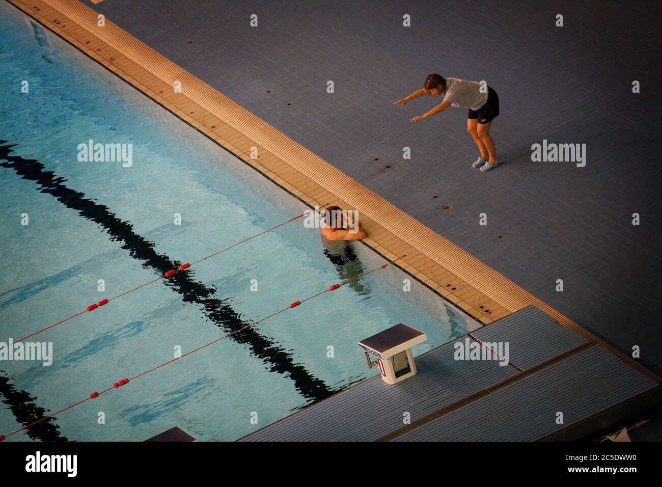 Journalist Ed Douglas taking swimming lessons at Sheffields' Ponds ...