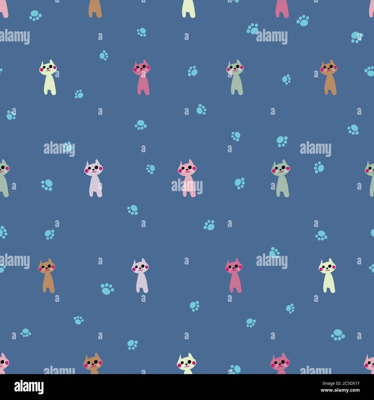 cute kittens seamless vector simple pattern Stock Vector Image & Art ...