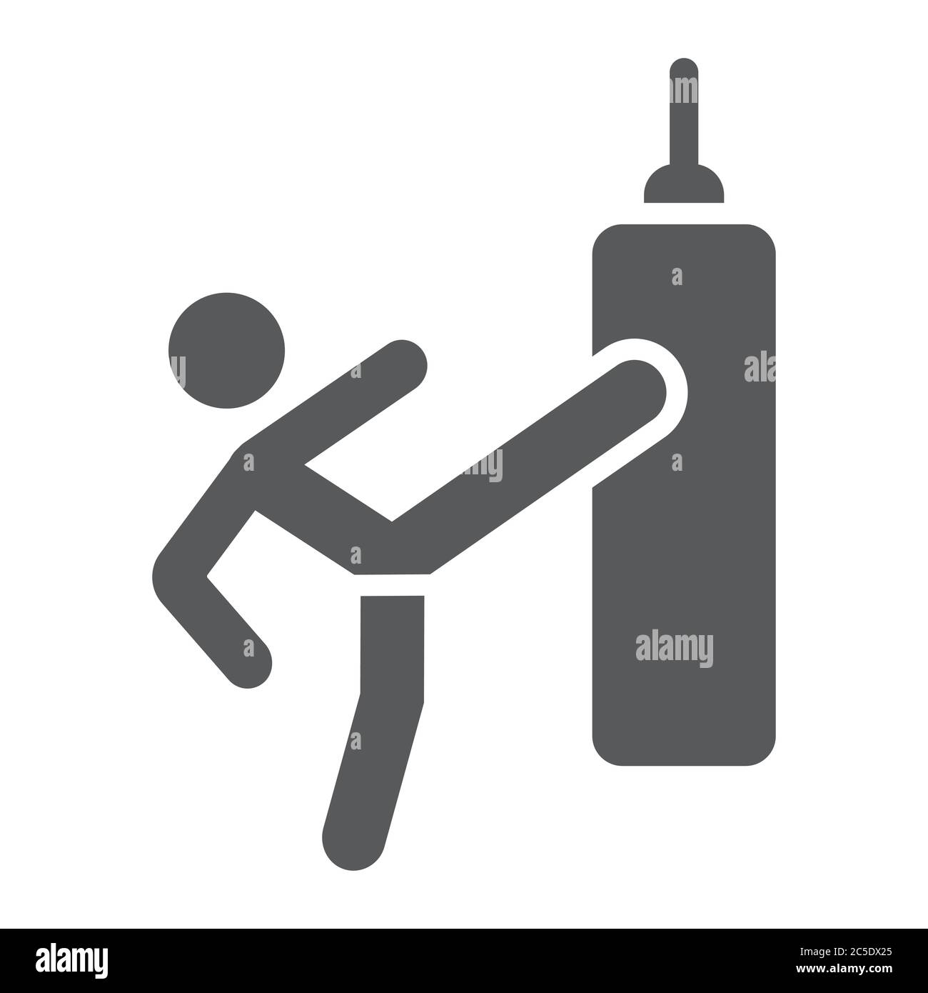 Thai fight glyph icon, training and boxer, boxing sign, vector graphics ...