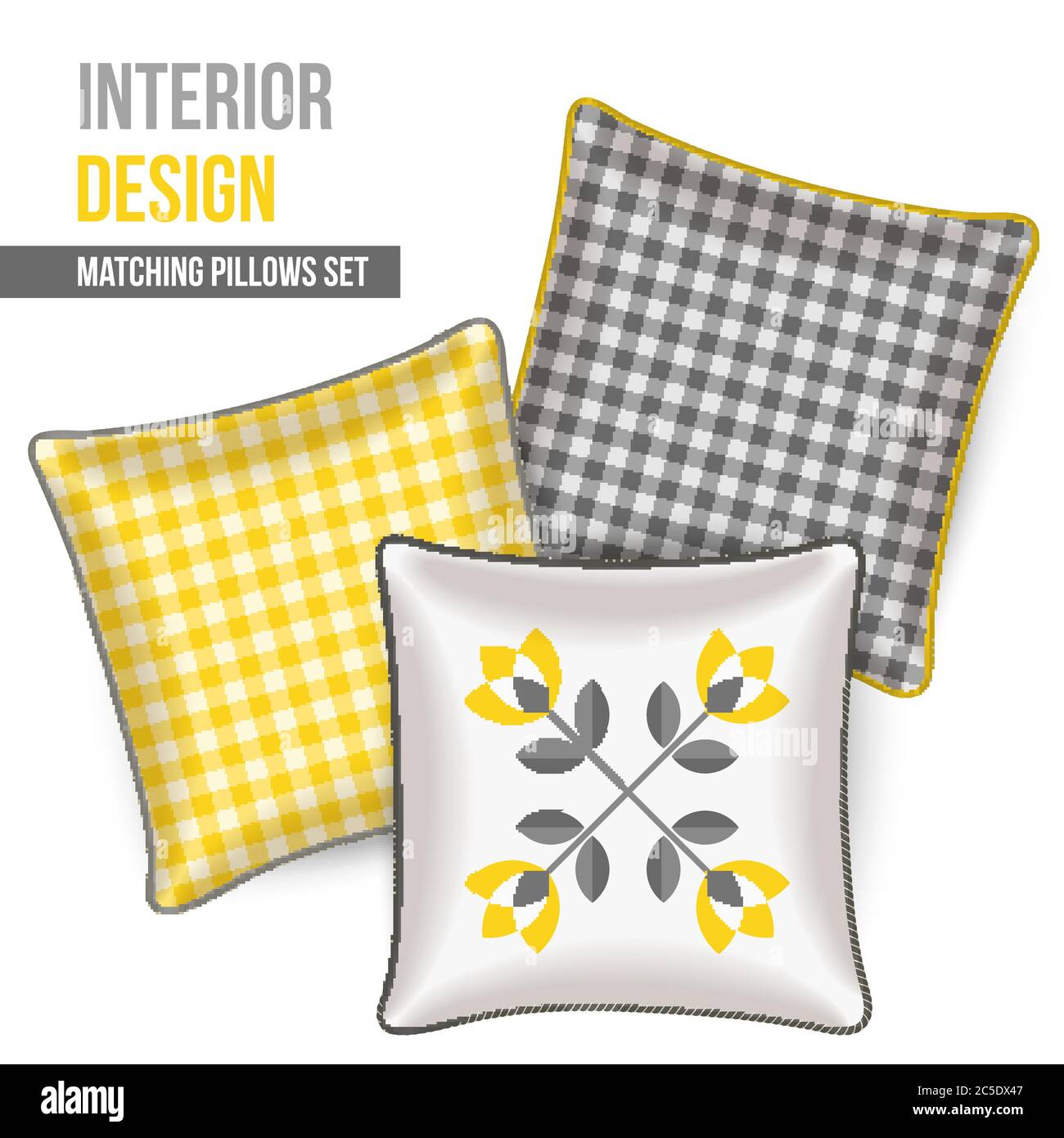 Home textile design, set of 3 matching decorative patterned throw ...