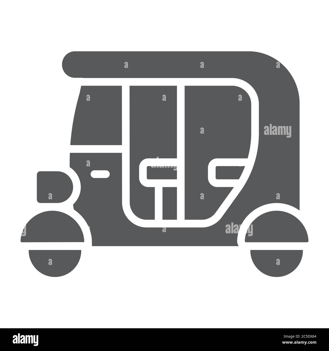 Tuk tuk glyph icon, car and vehicle, rickshaw sign, vector graphics, a ...
