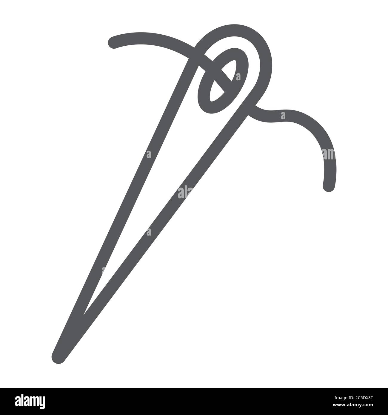 Sewing needle line icon, tailor and sew, needlework sign, vector ...