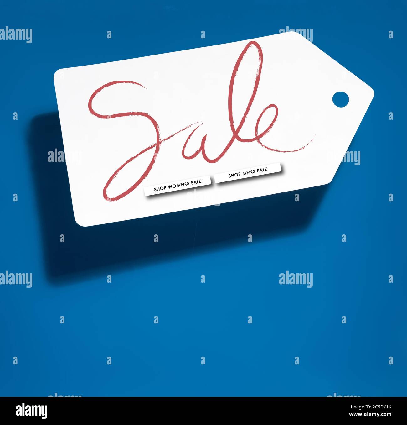 white big price tag with online shopping sale on blue background Stock ...