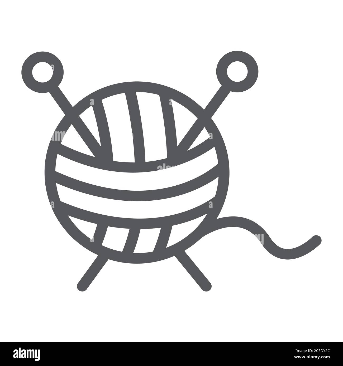 Knitting line icon, clew and sewing, yarn sign, vector graphics, a ...