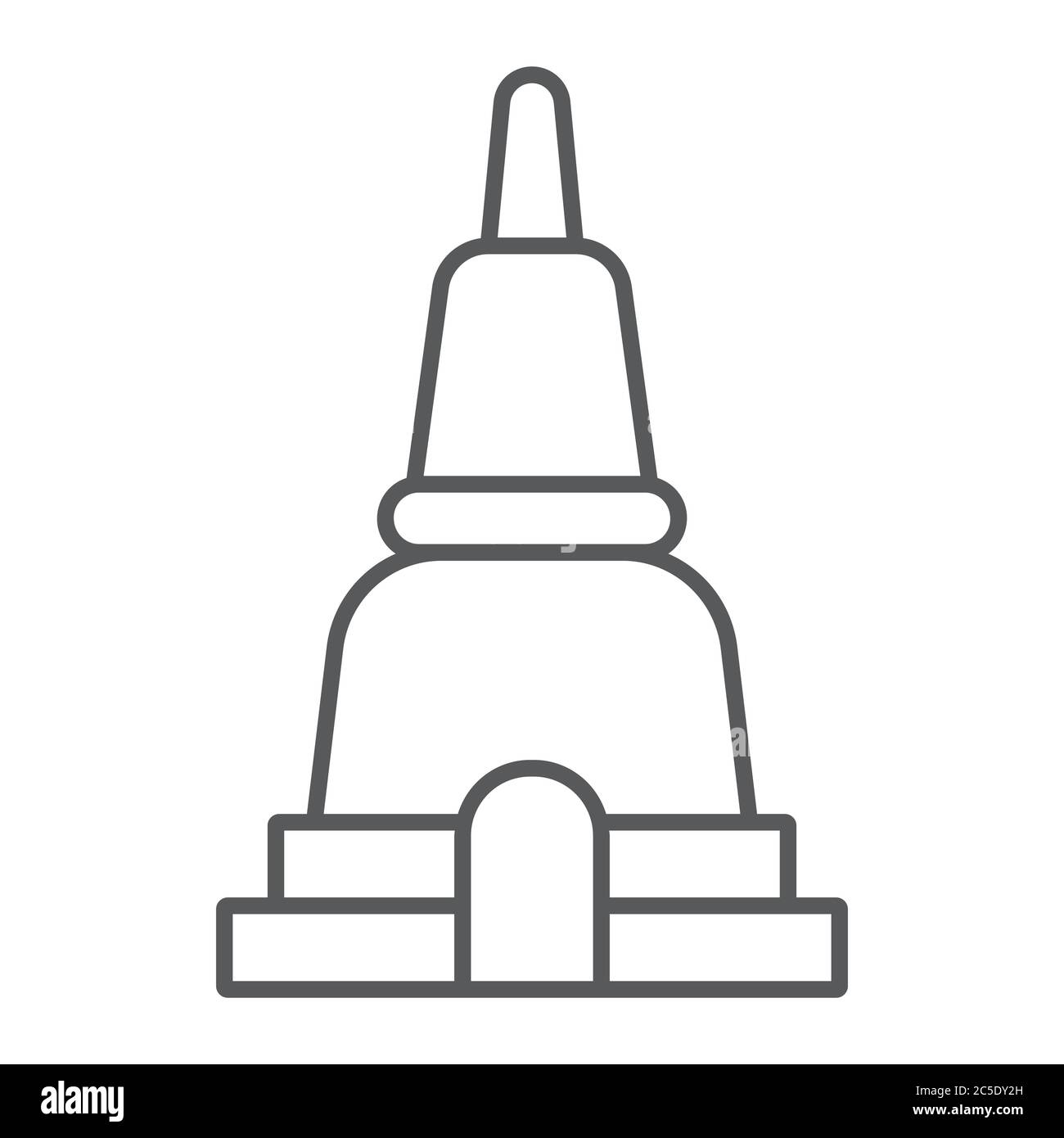 Thai pagoda thin line icon, asia and architecture, asian building sign ...