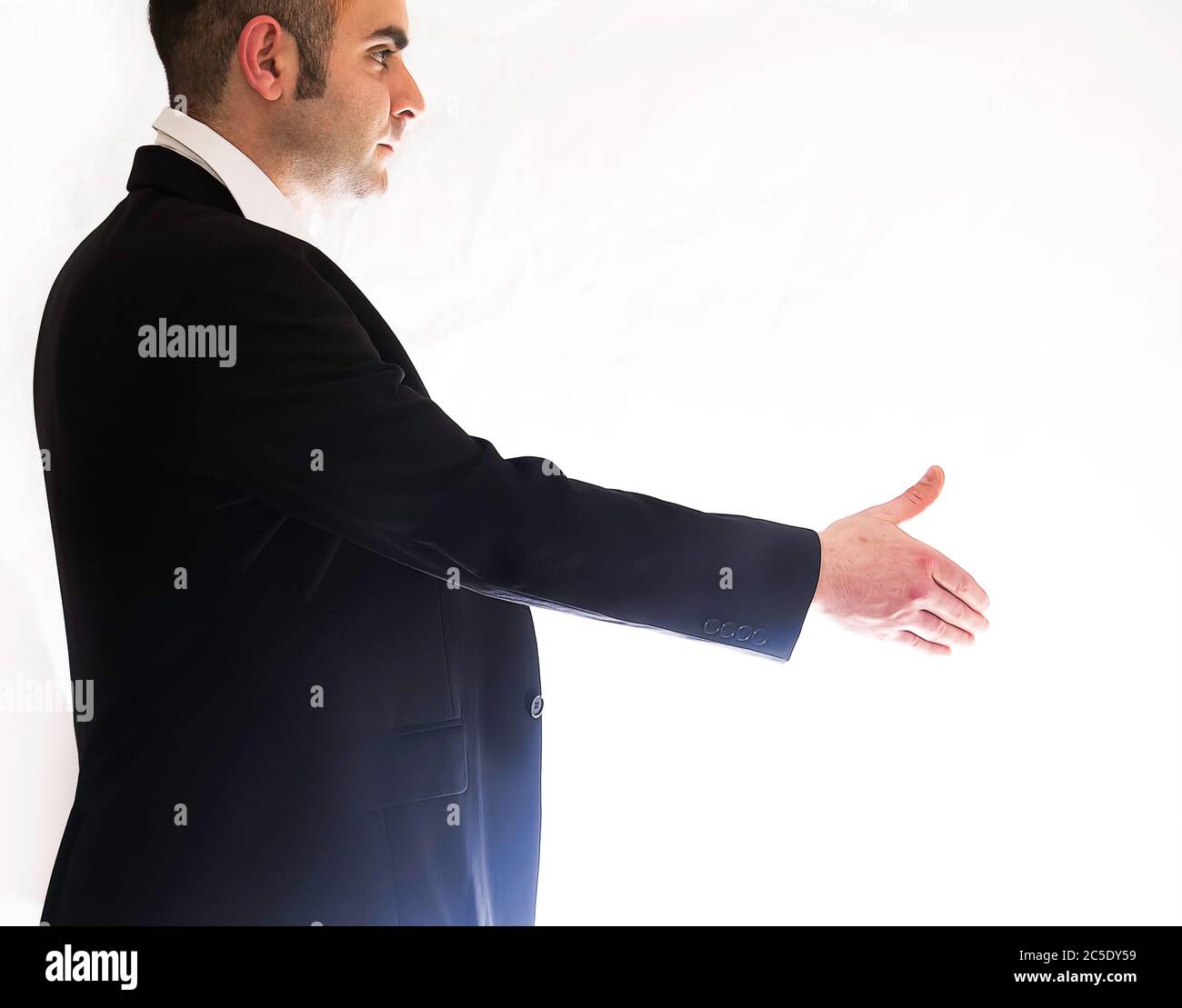 Smart business man offering handshake on a white background Stock Photo ...