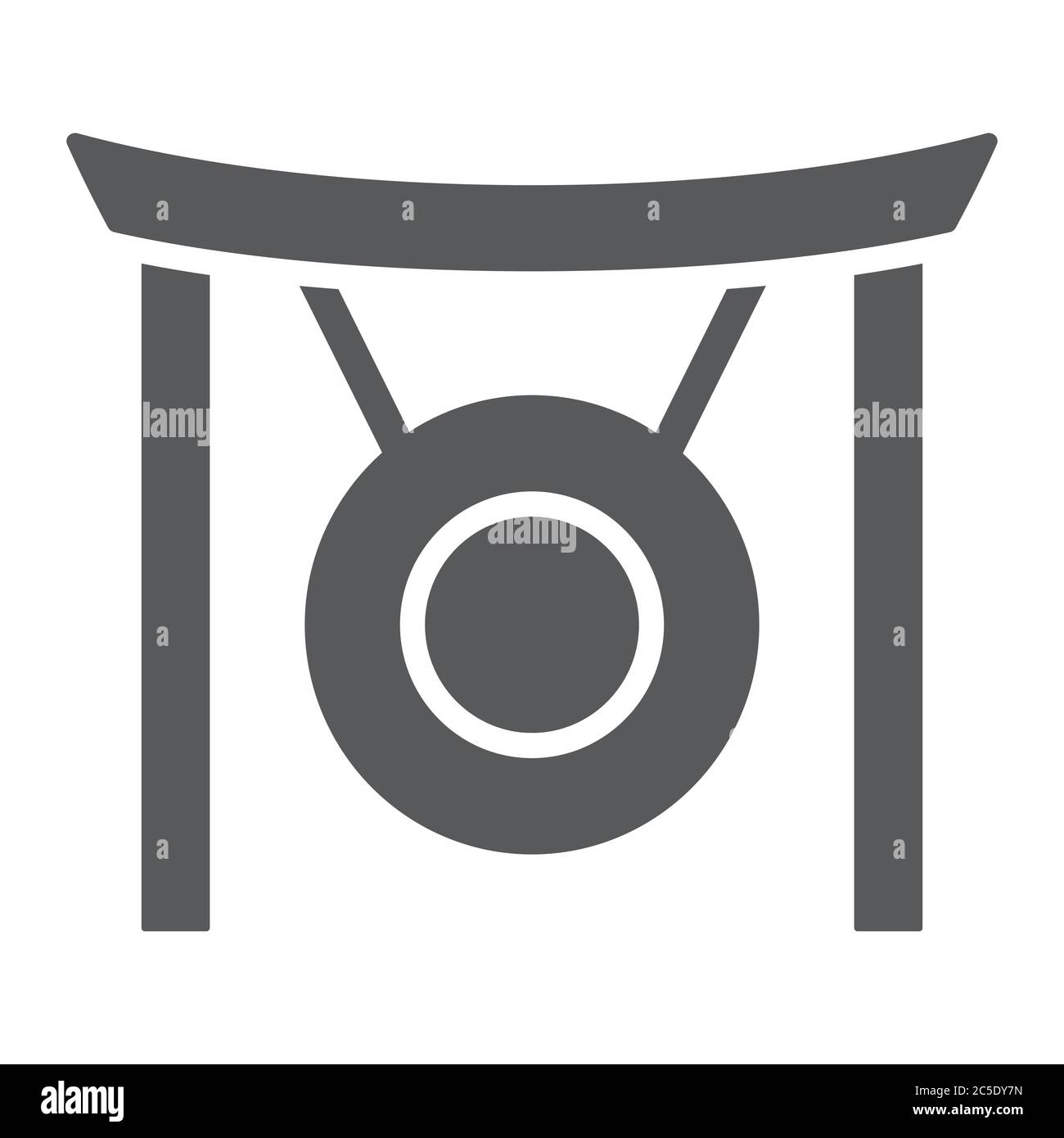 Gong glyph icon, asia and music, musical instrument sign, vector ...
