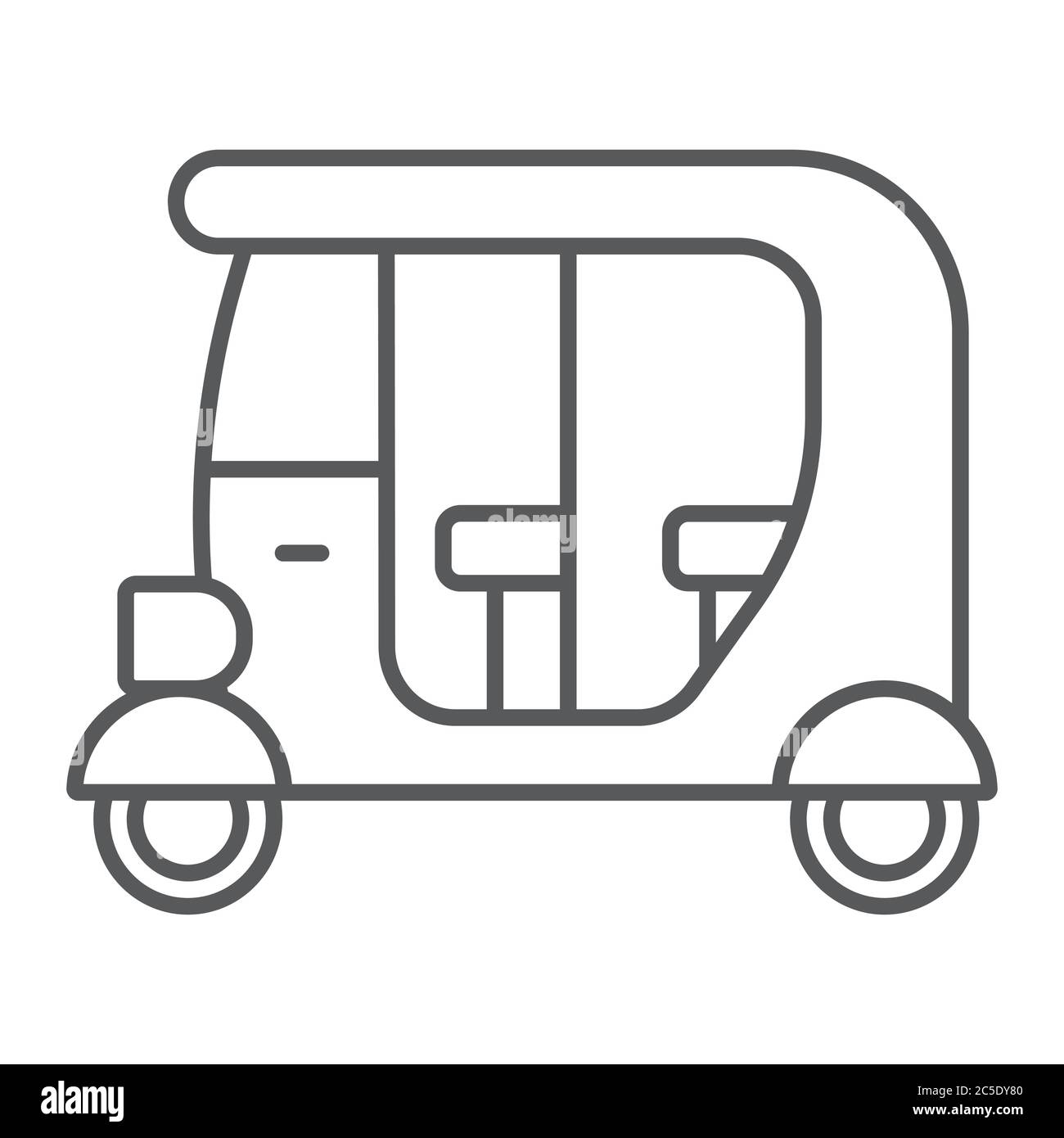Tuk tuk thin line icon, car and vehicle, rickshaw sign, vector graphics ...