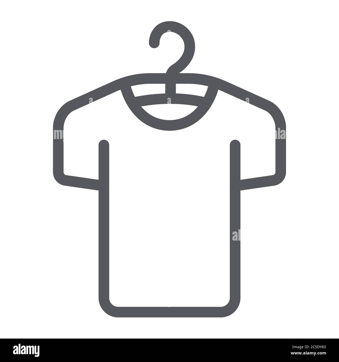 Clothes on hanger line icon, fashion and clothing, tshirt on hanger ...
