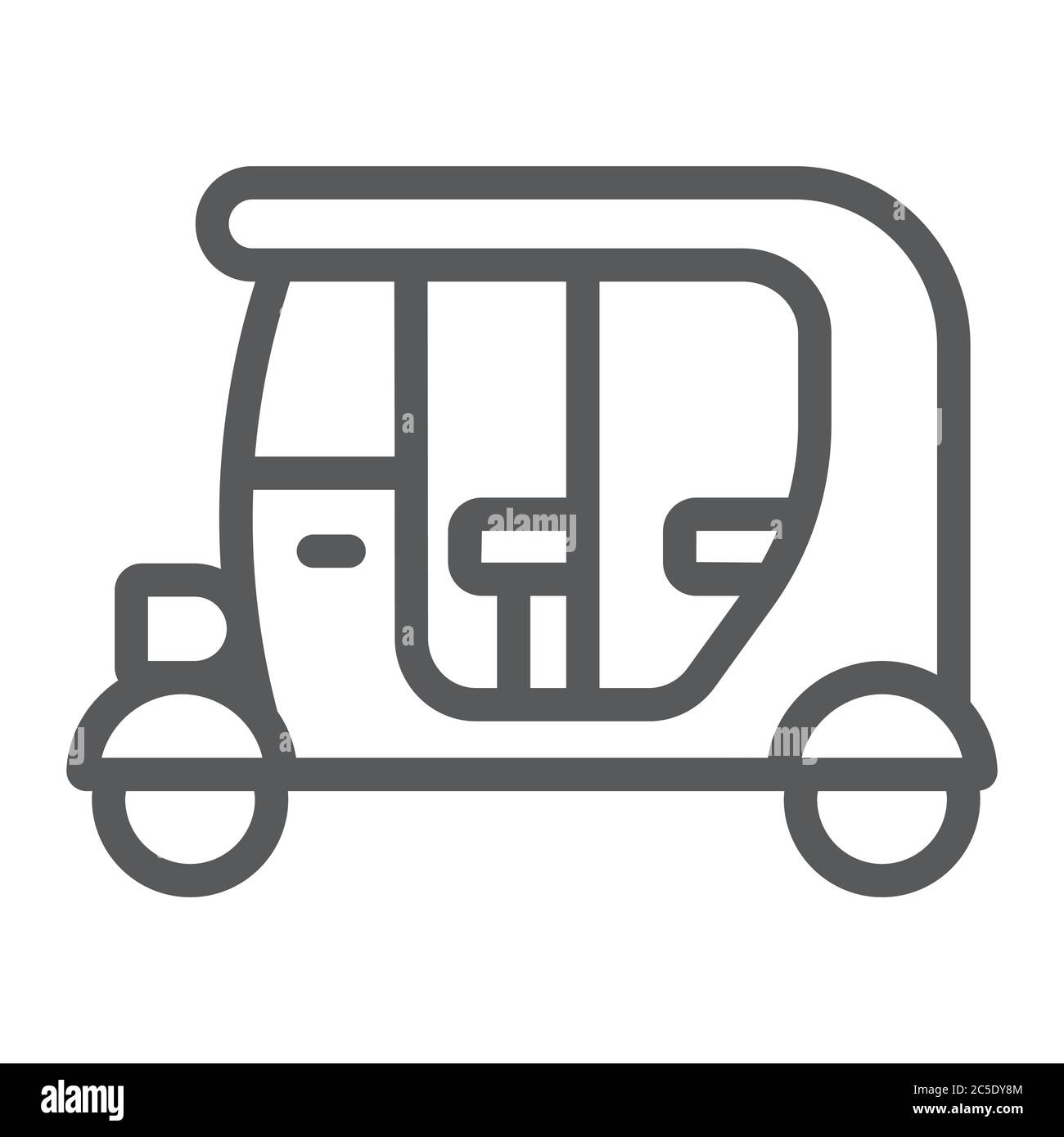 Tuk tuk line icon, car and vehicle, rickshaw sign, vector graphics, a ...