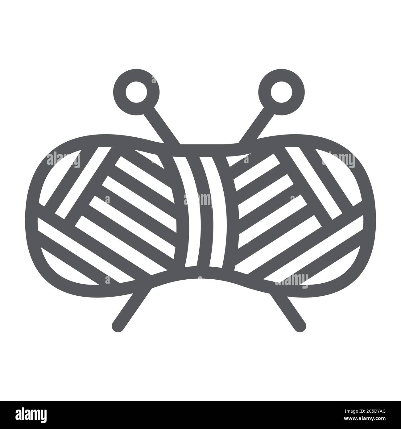 Yarn ball line icon, knitting and sew, thread sign, vector graphics, a ...