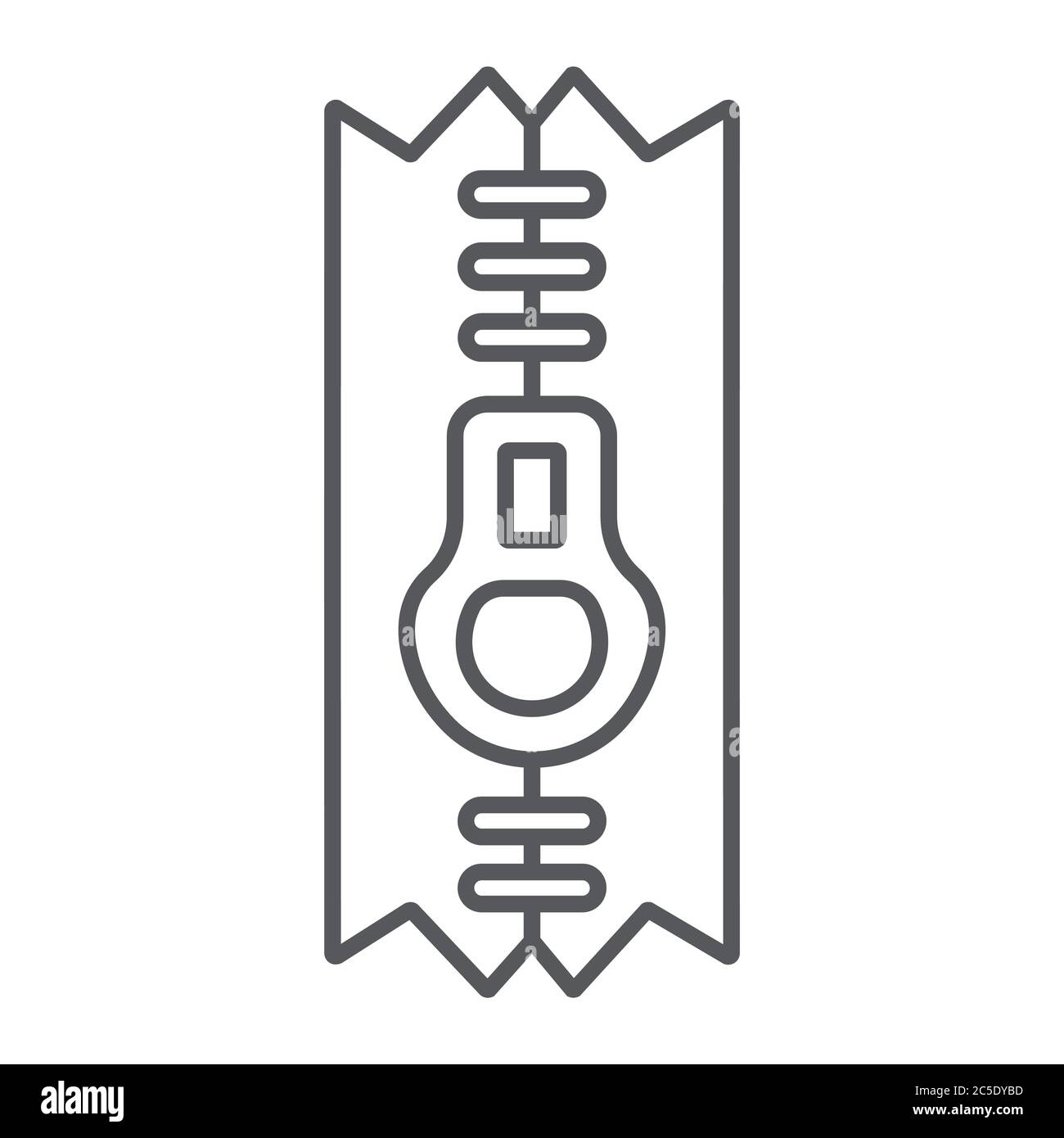 Sewing zip thin line icon, tailor and sew, zipper sign, vector graphics ...