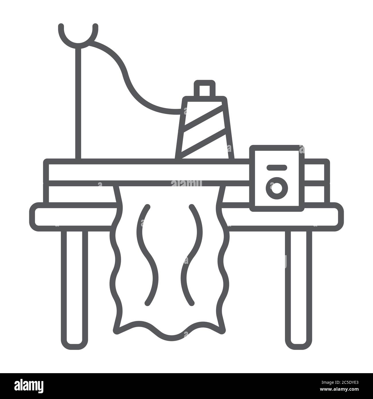 Knitting machine thin line icon, embroidery and sew, sewing machine ...