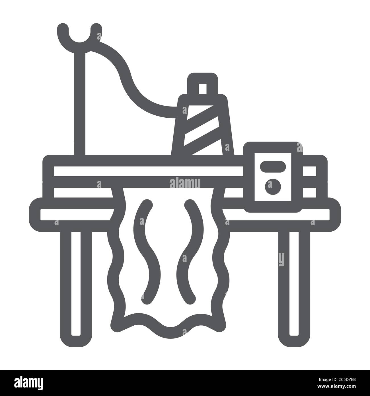 Knitting machine line icon, embroidery and sew, sewing machine sign ...