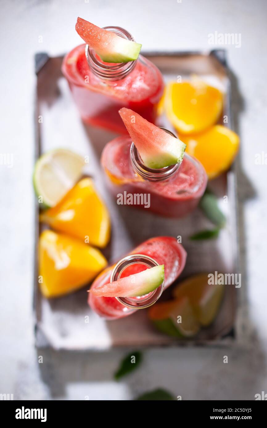 Fresh watermelon juice.Holiday breakfast.Fruit smoothie.Healthy food ...