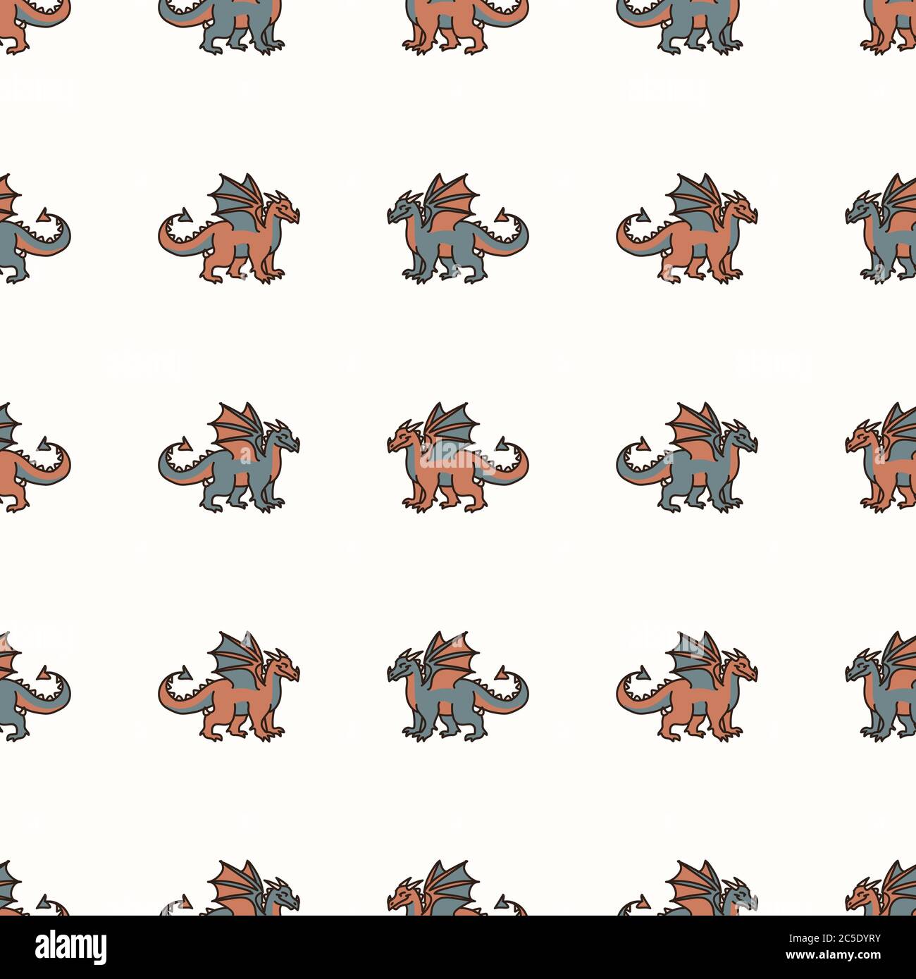 Seamless background two dragon gender neutral baby pattern. Simple ...
