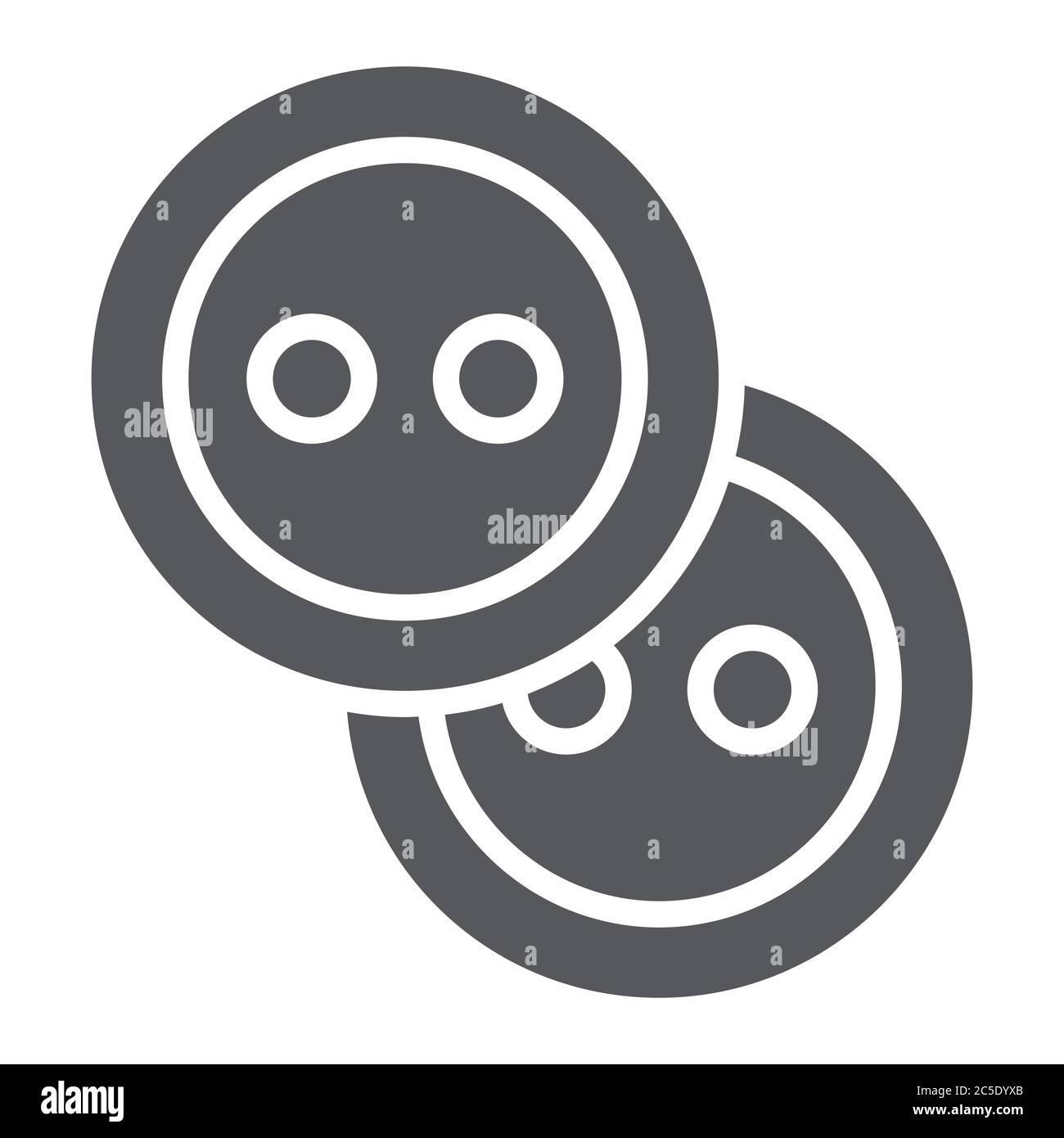 Sewing buttons glyph icon, accessory and sew, clothing button sign ...