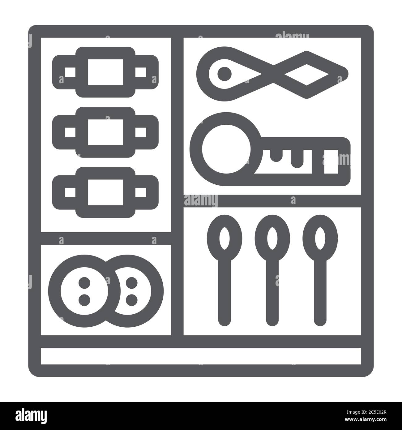 Sewing kit line icon, craft and sew, tailor kit sign, vector graphics ...