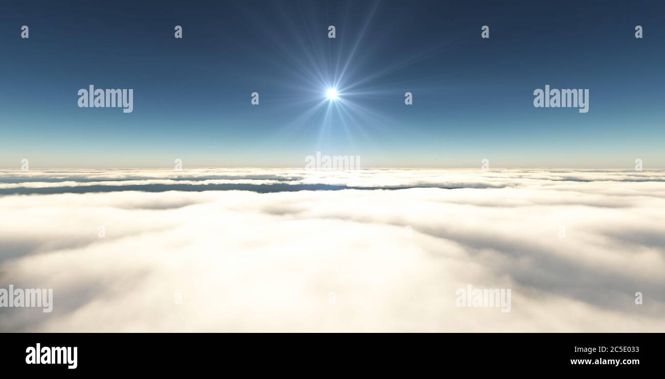 above clouds sun ray light, 3d rendering Stock Photo - Alamy
