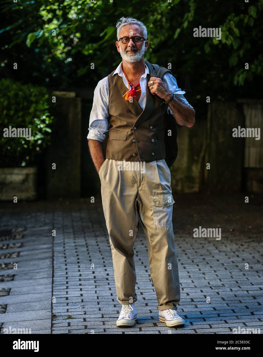 MILAN, Italy- June 29 2020: Carlo Porrini on the street in Milan Stock ...