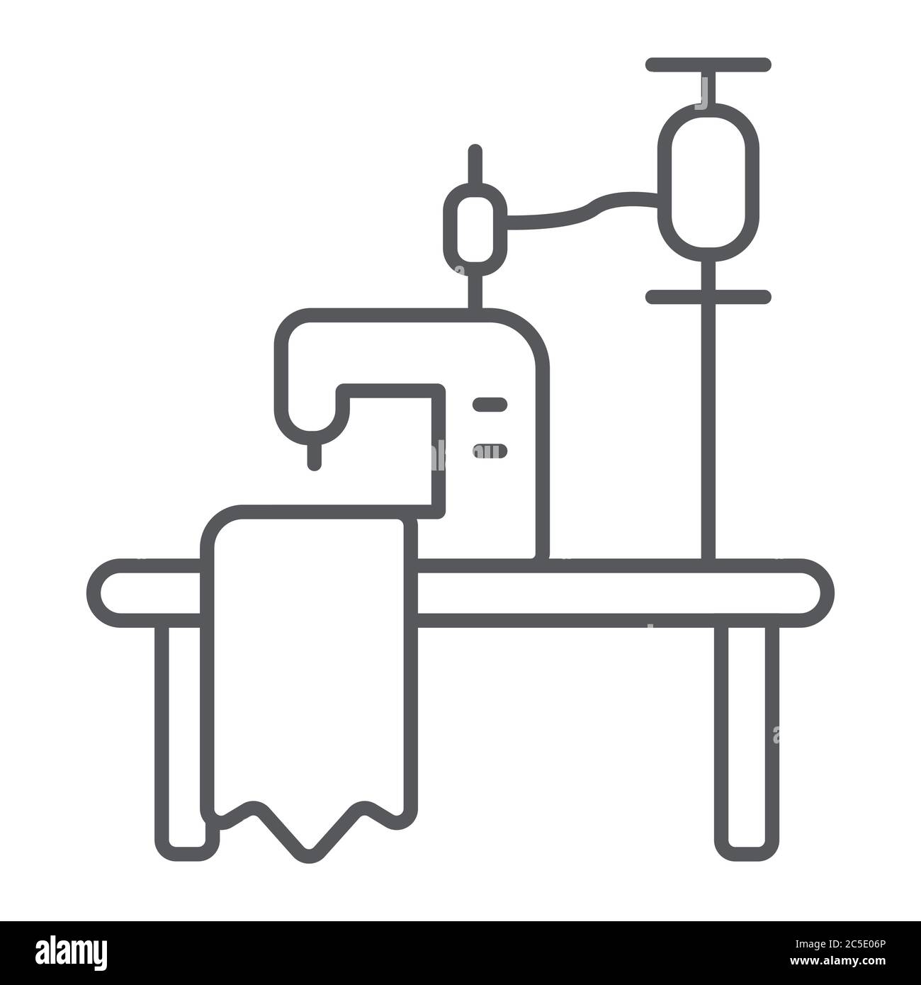 Sewing workplace thin line icon, craft and sew, workplace seamstres ...