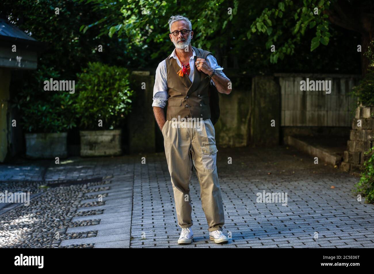 MILAN, Italy- June 29 2020: Carlo Porrini on the street in Milan Stock ...