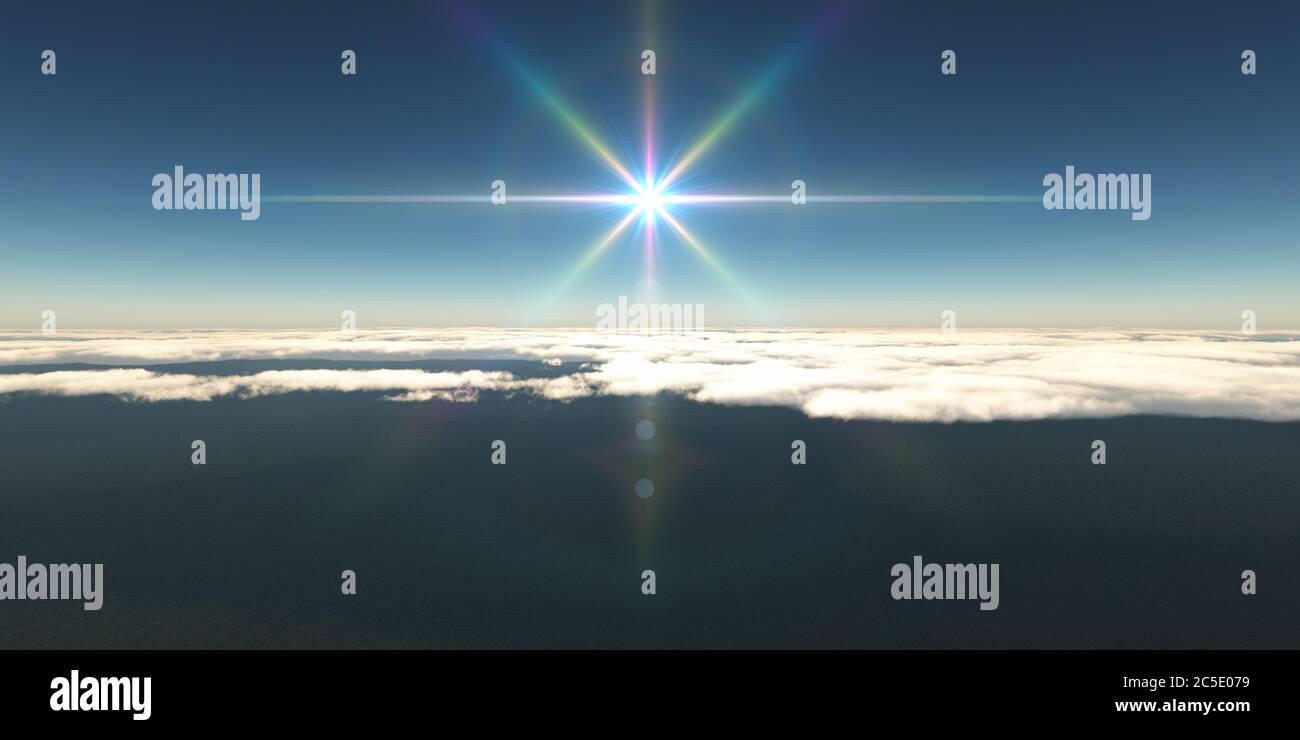 above clouds sun ray light, 3d rendering Stock Photo - Alamy