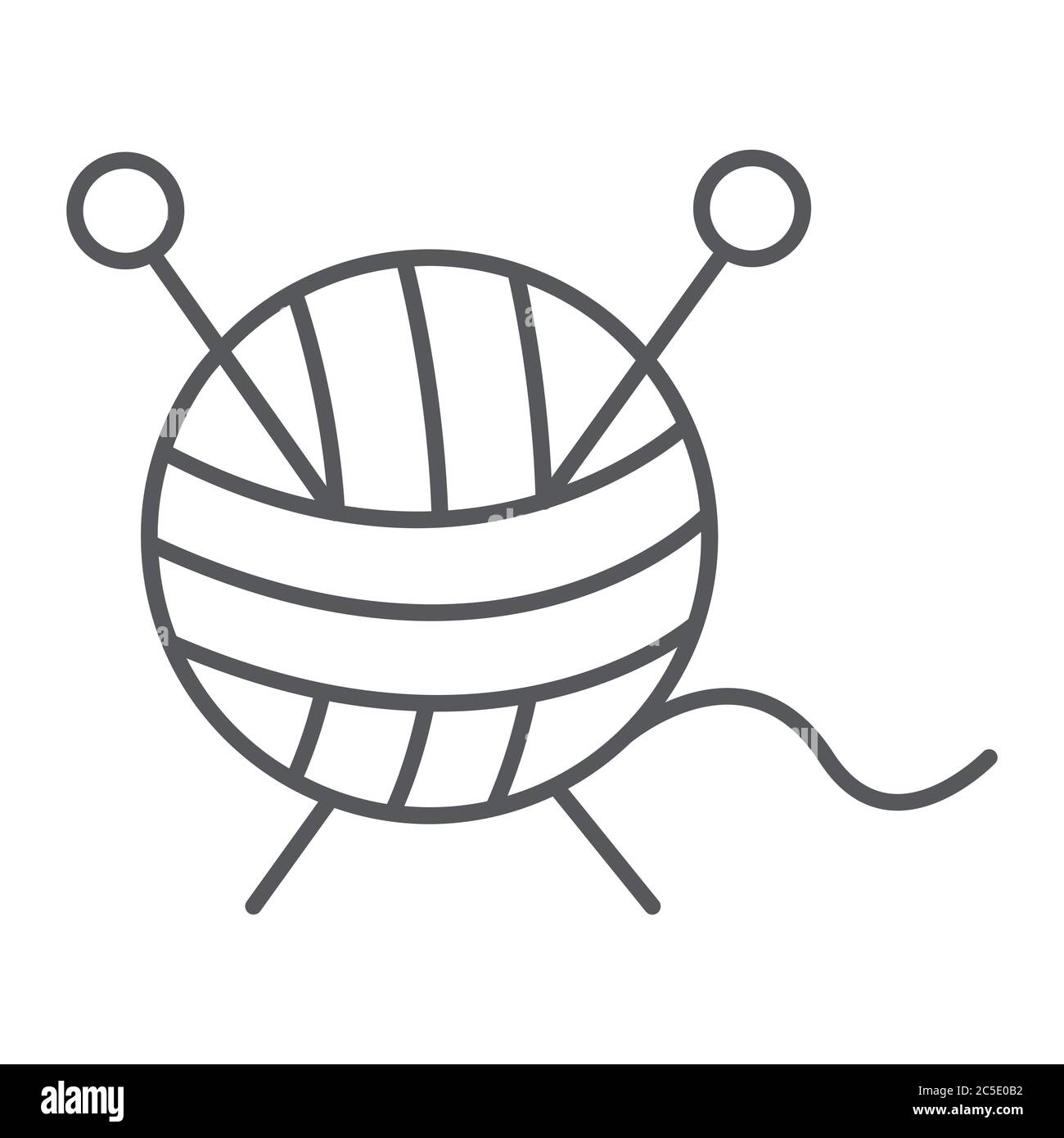 Knitting thin line icon, clew and sewing, yarn sign, vector graphics, a ...