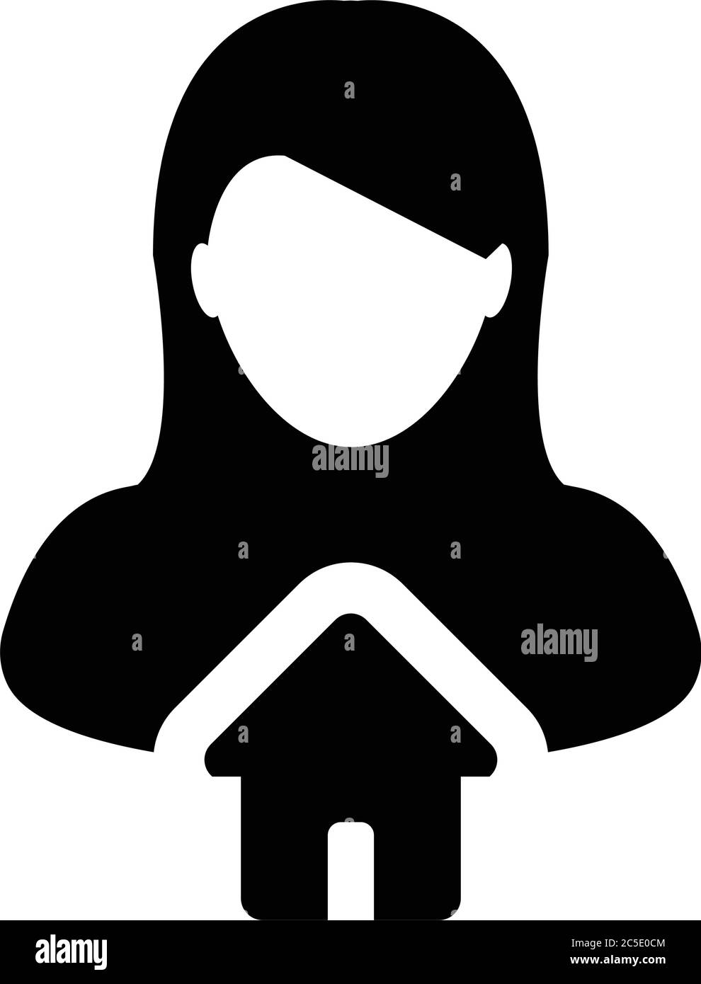 House icon vector with person profile avatar female user symbol in a ...