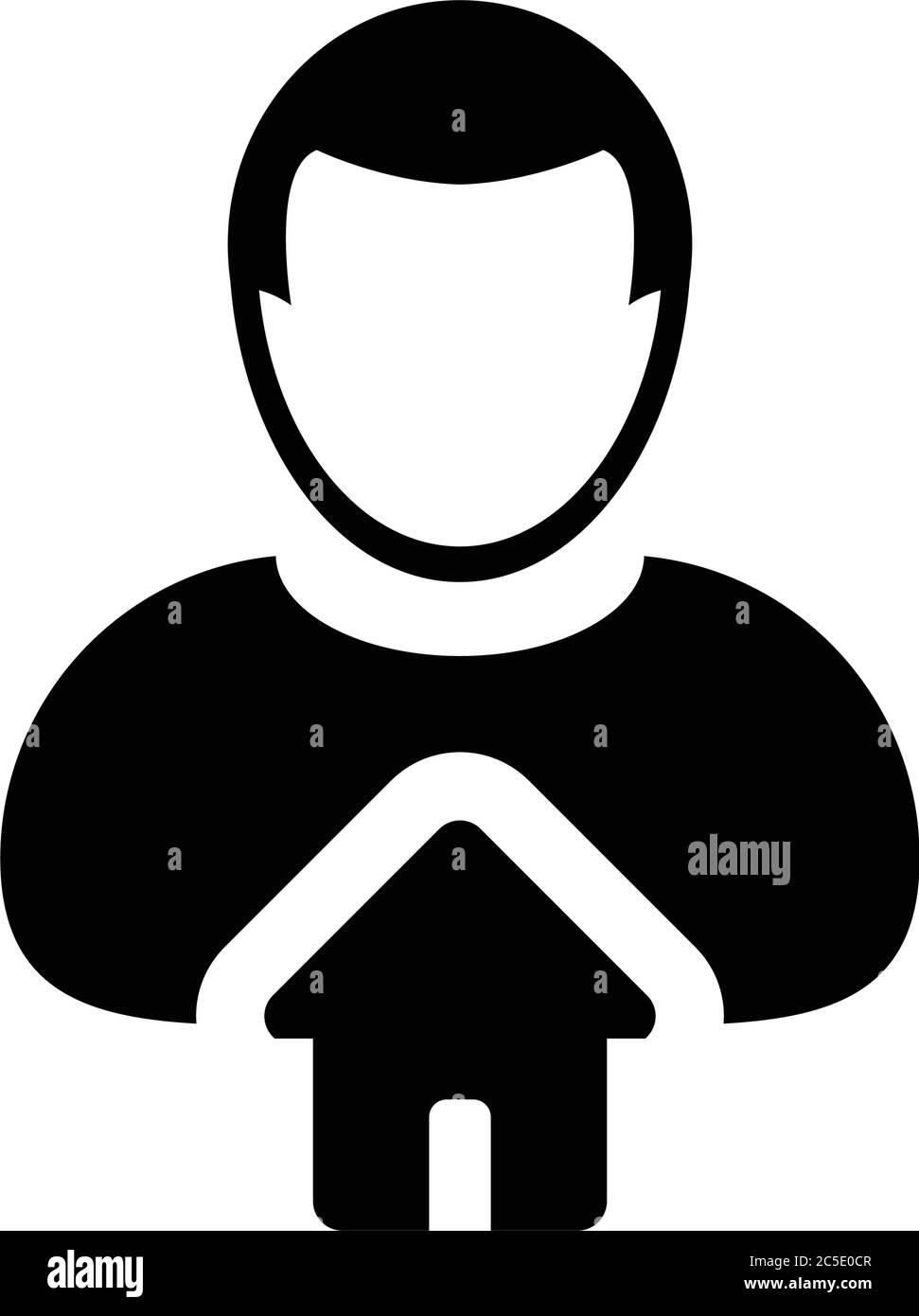 Home icon vector with person profile avatar user male symbol in a flat ...