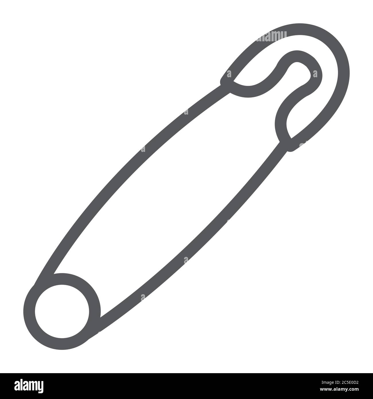 Safety pin line icon, tool and sew, needle sign, vector graphics, a ...